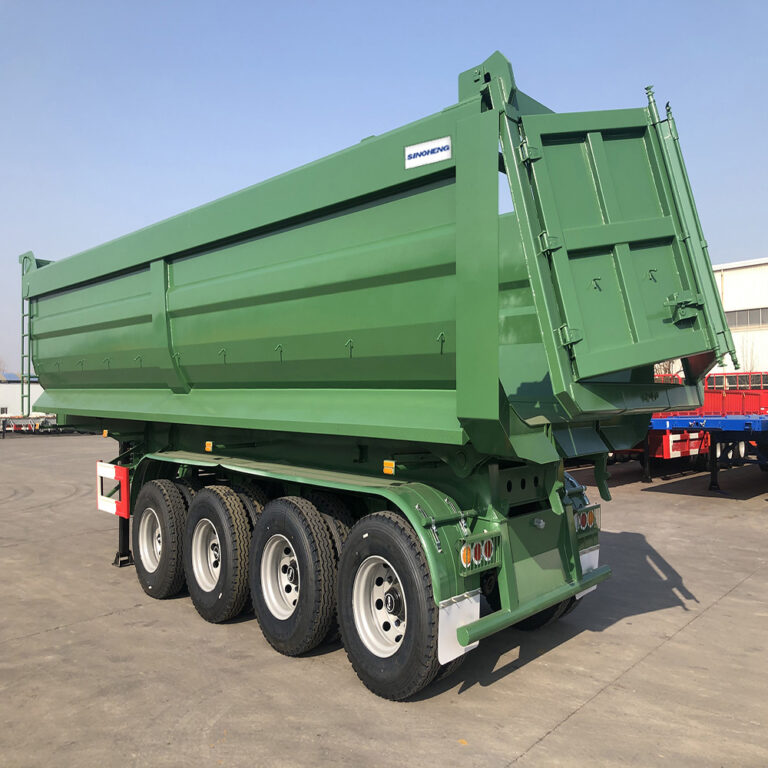 Semi Dump Trailer Hydraulic Cylinder 4 Axles Mechanical Suspension Semi ...